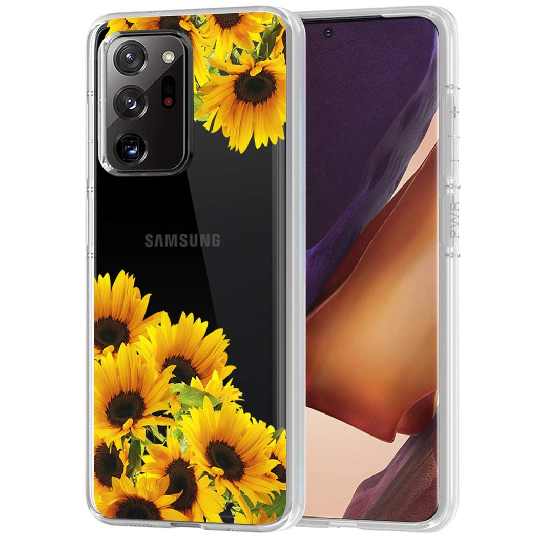 Vokuha Galaxy Note 20 Ultra 5G Case, Samsung Note 20 Ultra Case for Girls, Cute Clear Slim Shockproof Pattern Soft TPU Back Phone Protective Cover Cases for Samsung Galaxy Note 20 Ultra 5G (sunflower)