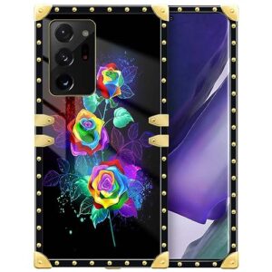 tamefox for samsung galaxy note 20 ultra case,classic colorful flowers for women girls soft tpu shockproof protective square phone case cover for samsung galaxy note 20 ultra-6.9 inch