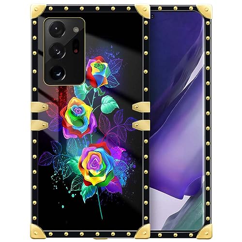 TAMEFOX for Samsung Galaxy Note 20 Ultra Case,Classic Colorful Flowers for Women Girls Soft TPU Shockproof Protective Square Phone Case Cover for Samsung Galaxy Note 20 Ultra-6.9 inch