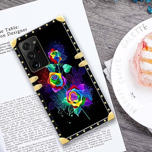 TAMEFOX for Samsung Galaxy Note 20 Ultra Case,Classic Colorful Flowers for Women Girls Soft TPU Shockproof Protective Square Phone Case Cover for Samsung Galaxy Note 20 Ultra-6.9 inch