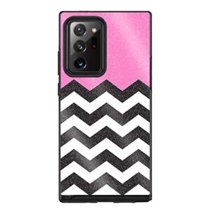 mightyskins glossy glitter skin for otterbox symmetry for samsung galaxy note20 ultra 5g - pink chevron | protective, durable high-gloss glitter finish | easy to apply | made in the usa