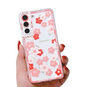 for samsung galaxy s22 s21 ultra plus fe case flower for women ,camera protection clear transparent slim soft cover flora note20ultra case for samsung note 20 s20 ultra (note20,pink flowers)