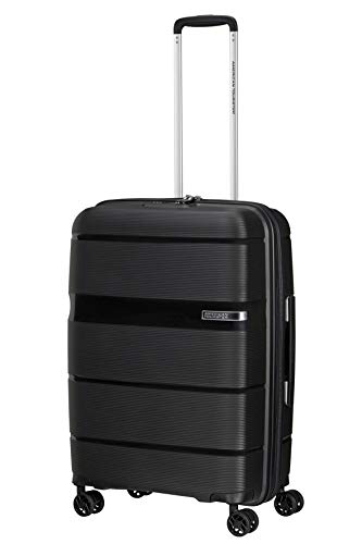 American Tourister Unisex_Adult Luggage Suitcase, Black (Vivid Black), M (66 cm-63 L)