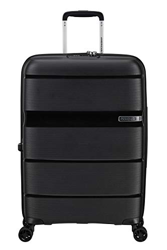 American Tourister Unisex_Adult Luggage Suitcase, Black (Vivid Black), M (66 cm-63 L)