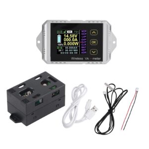 wireless battery tester, wireless battery monitor voltage ammeter power meter color lcd screen volt meter/ammeter/watt meter, wireless battery tester digital (vat-4300, 0-300a