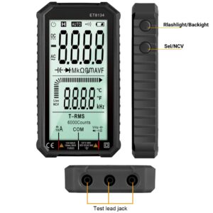 ET8134 Digital Multimeter Multi Function Voltage Current Meter 10A 600V LCD Display Automatic Multimeter with Alarm Function