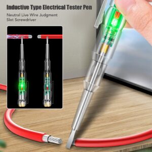 5Pcs Electrical Tester Pen Multi Functional Household Pocket Electricity Circuit Detector with LED Color Light 70-250V Used for Neutral Live Wire Judgment, Line on off Detection