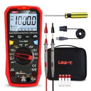 uni-t digital multimeter tester ut161e, true rms 1000v ac dc voltage meter tester ohm meter capacitance frequency 22000 counts usb transmission ncv hfe lpf acv