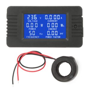 pzem-022 ac current voltage amperage power energy panel meter lcd digital display ammeter voltmeter multimeter factor with split core current transformer ct ac 80-260v 100a power monitor