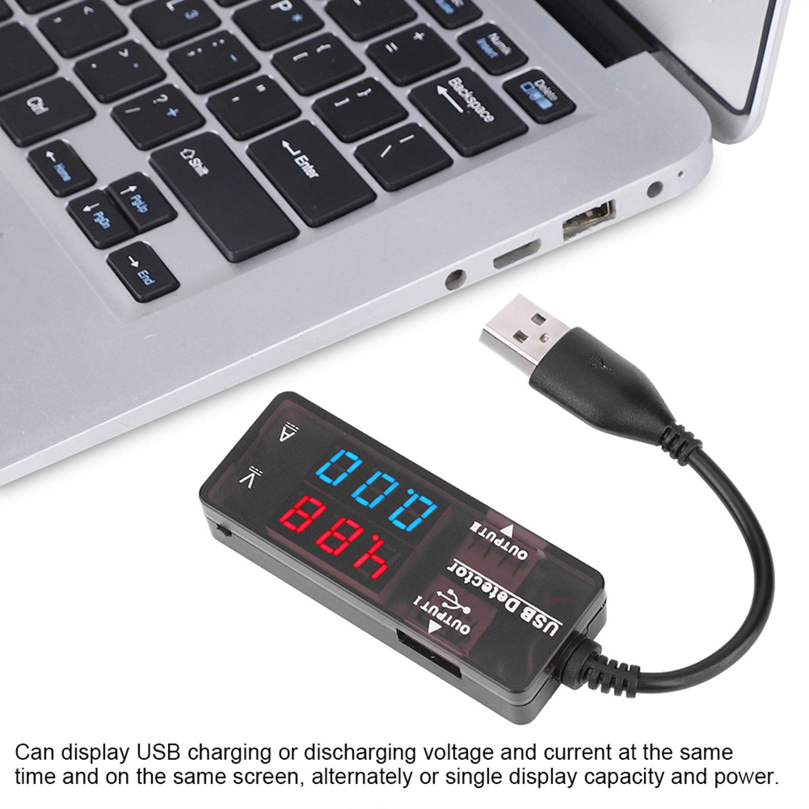 YB26VA USB Detector Dual Display USB Detector Voltmeter Ammeter Battery Capacity Tester with LED Display for Mobile Phone, Tablet Computer USB Device(Bicolor)