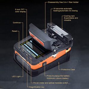 Signal fire Optical Fiber Fusion Splicer, SM&MM Automatic Intelligent FTTH Fiber Optical Welding Splicing Machine w/5 Inch Digital LCD Screen, Optical Fiber Cleaver Kit, Ai-6C+ Splicing 8S Heating 18S