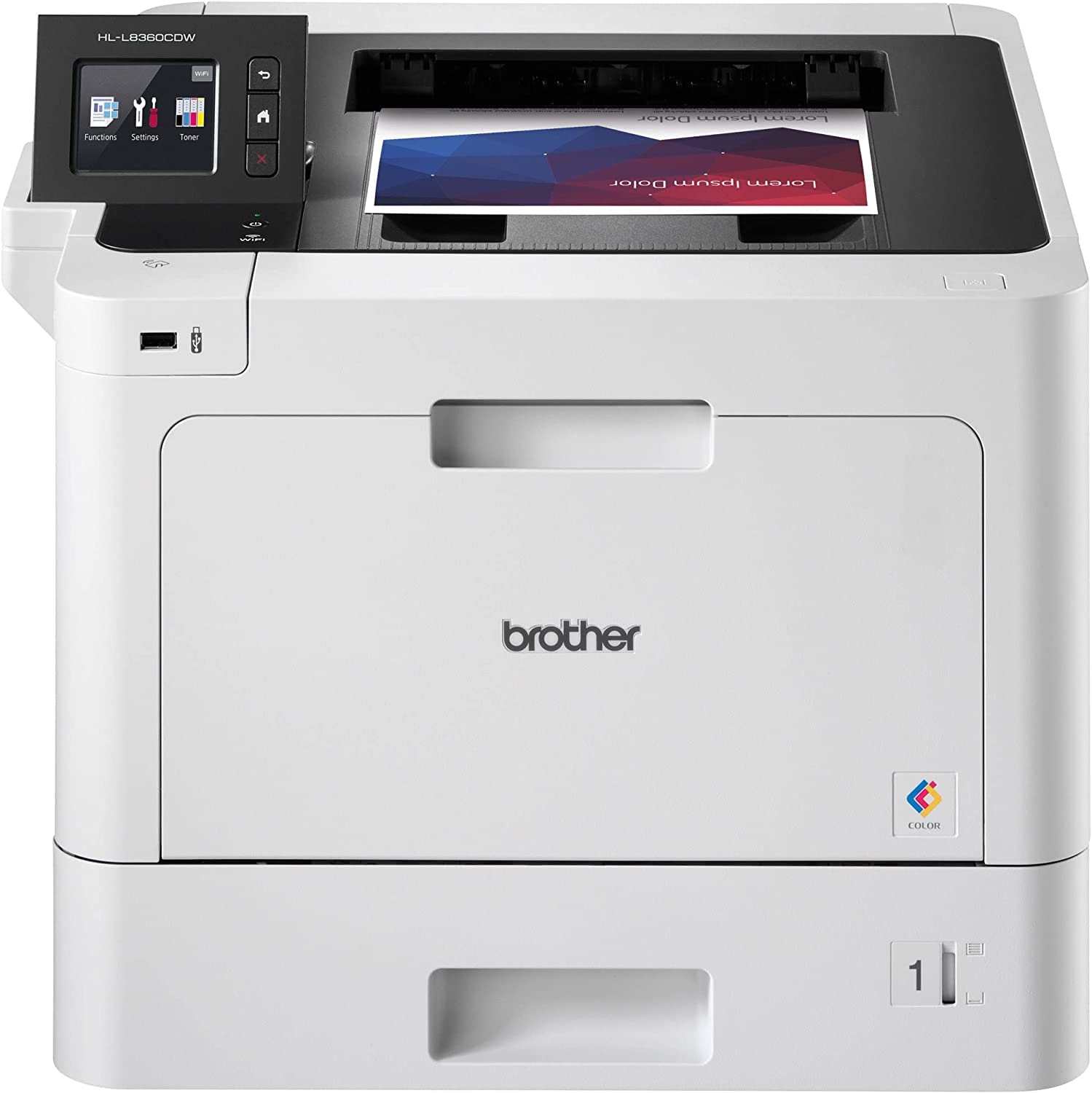 Brother HL-L8360CDW Wireless Single-Function Color Laser Printer - Print Only - USB, Ethernet, WiFi, NFC Connectivity, 2.7" Touchscreen LCD, 31 ppm, 600 x 2400 dpi, 1GB Memory, Auto Duplex Printing