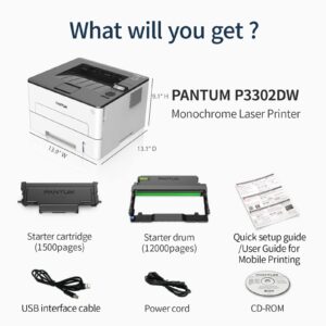 Pantum P3012DW Monochrome Laser Printer, Wireless Printing & Auto Two-Sided Printing for Home and Small Office Use (V4G09B)