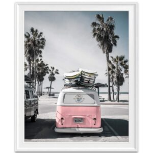 Classic Antique Van at Beach Ocean Nautical Photography Print, Unframed, Coastal Palm Trees Home and Wall Decor, 8x10 Inches