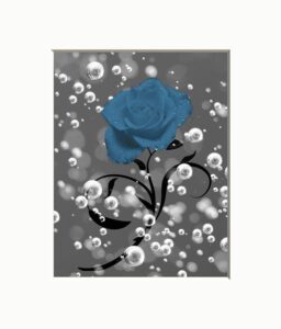 yellow rose flower bubbles decorative bathroom wall decor photography handmade matted wall art picture (blue)