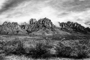 black and white photography print (not framed) picture of organ mountains near las cruces new mexico chihuahuan desert wall art southwest decor (4" x 6")