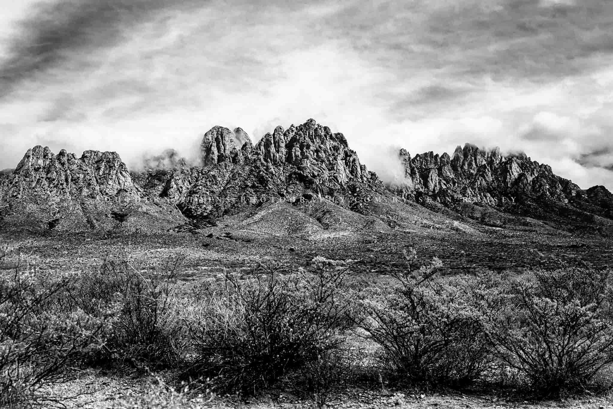 Black and White Photography Print (Not Framed) Picture of Organ Mountains near Las Cruces New Mexico Chihuahuan Desert Wall Art Southwest Decor (4" x 6")