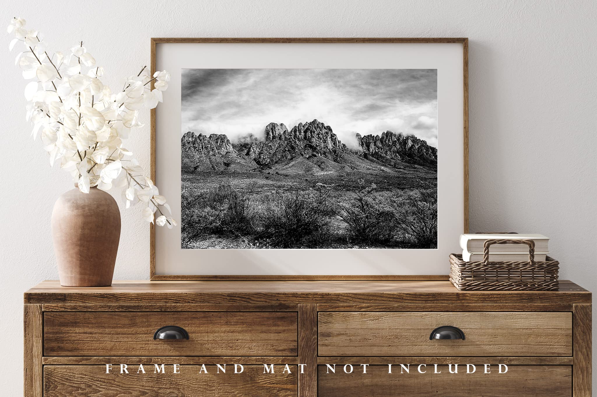 Black and White Photography Print (Not Framed) Picture of Organ Mountains near Las Cruces New Mexico Chihuahuan Desert Wall Art Southwest Decor (4" x 6")