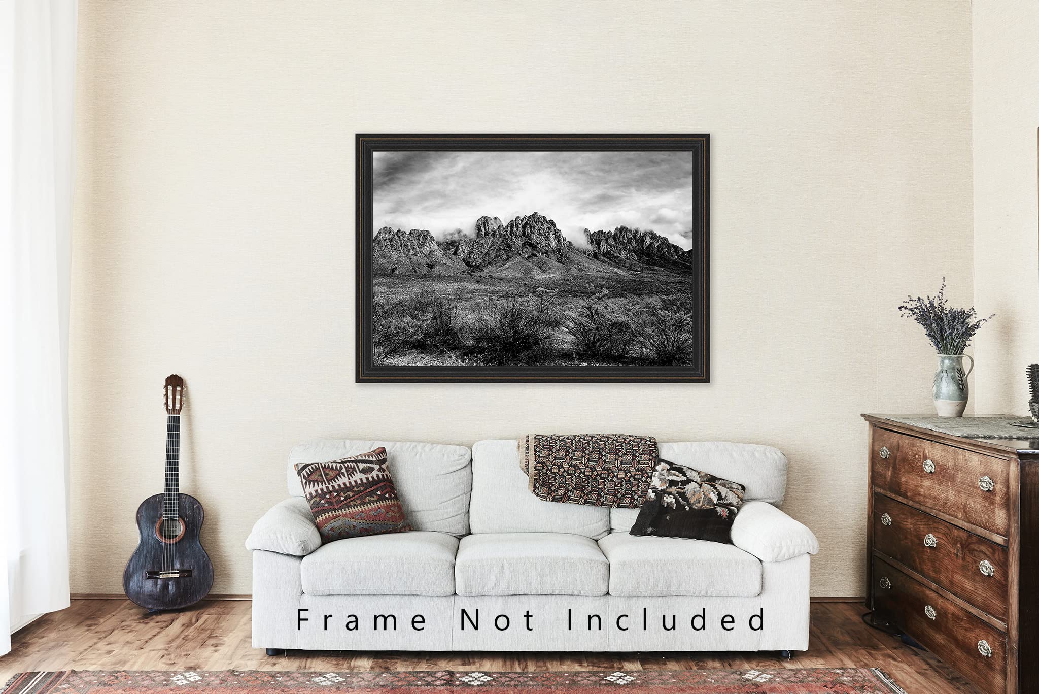 Black and White Photography Print (Not Framed) Picture of Organ Mountains near Las Cruces New Mexico Chihuahuan Desert Wall Art Southwest Decor (4" x 6")