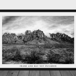 Black and White Photography Print (Not Framed) Picture of Organ Mountains near Las Cruces New Mexico Chihuahuan Desert Wall Art Southwest Decor (4" x 6")