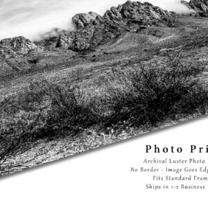 Black and White Photography Print (Not Framed) Picture of Organ Mountains near Las Cruces New Mexico Chihuahuan Desert Wall Art Southwest Decor (4" x 6")