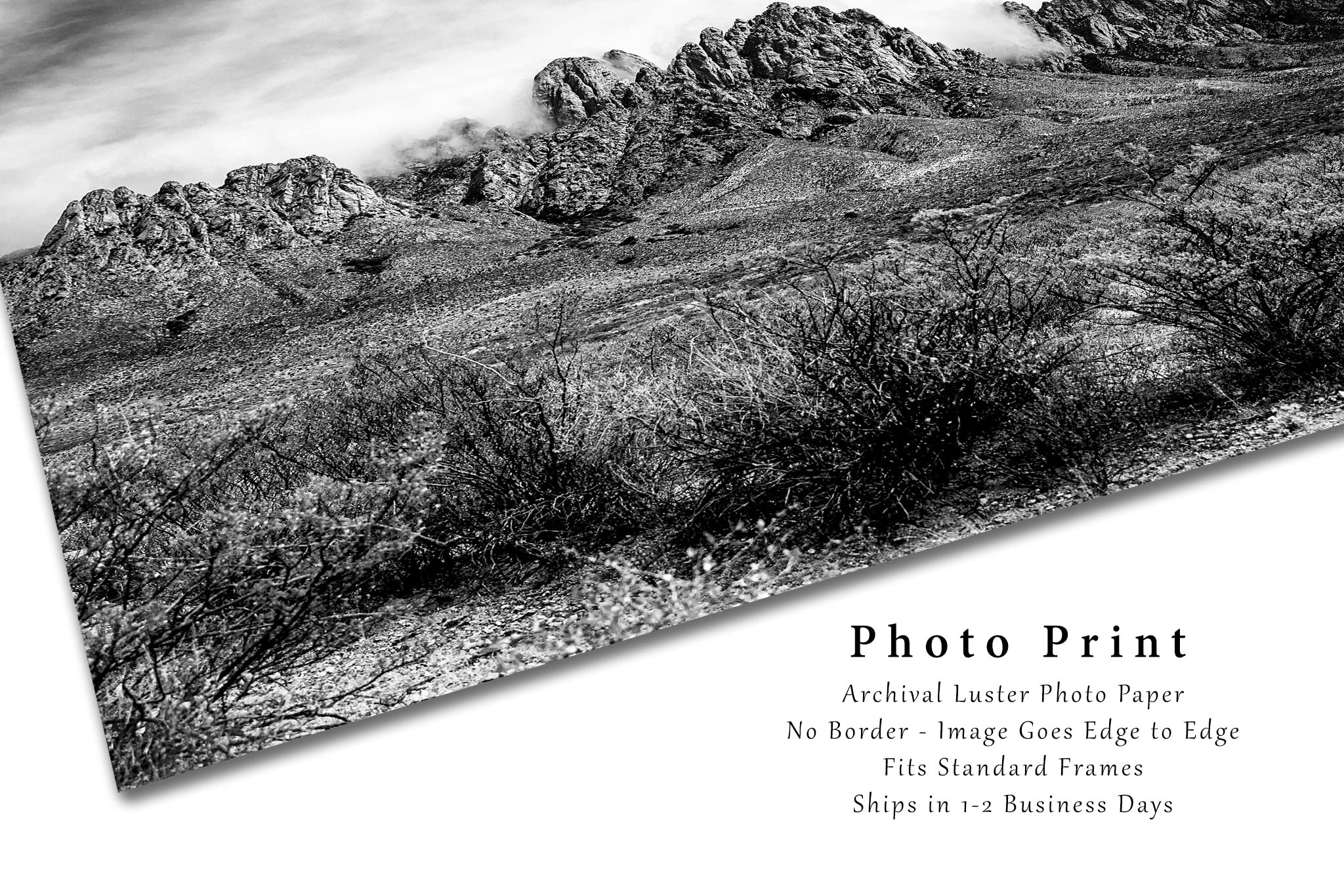 Black and White Photography Print (Not Framed) Picture of Organ Mountains near Las Cruces New Mexico Chihuahuan Desert Wall Art Southwest Decor (4" x 6")