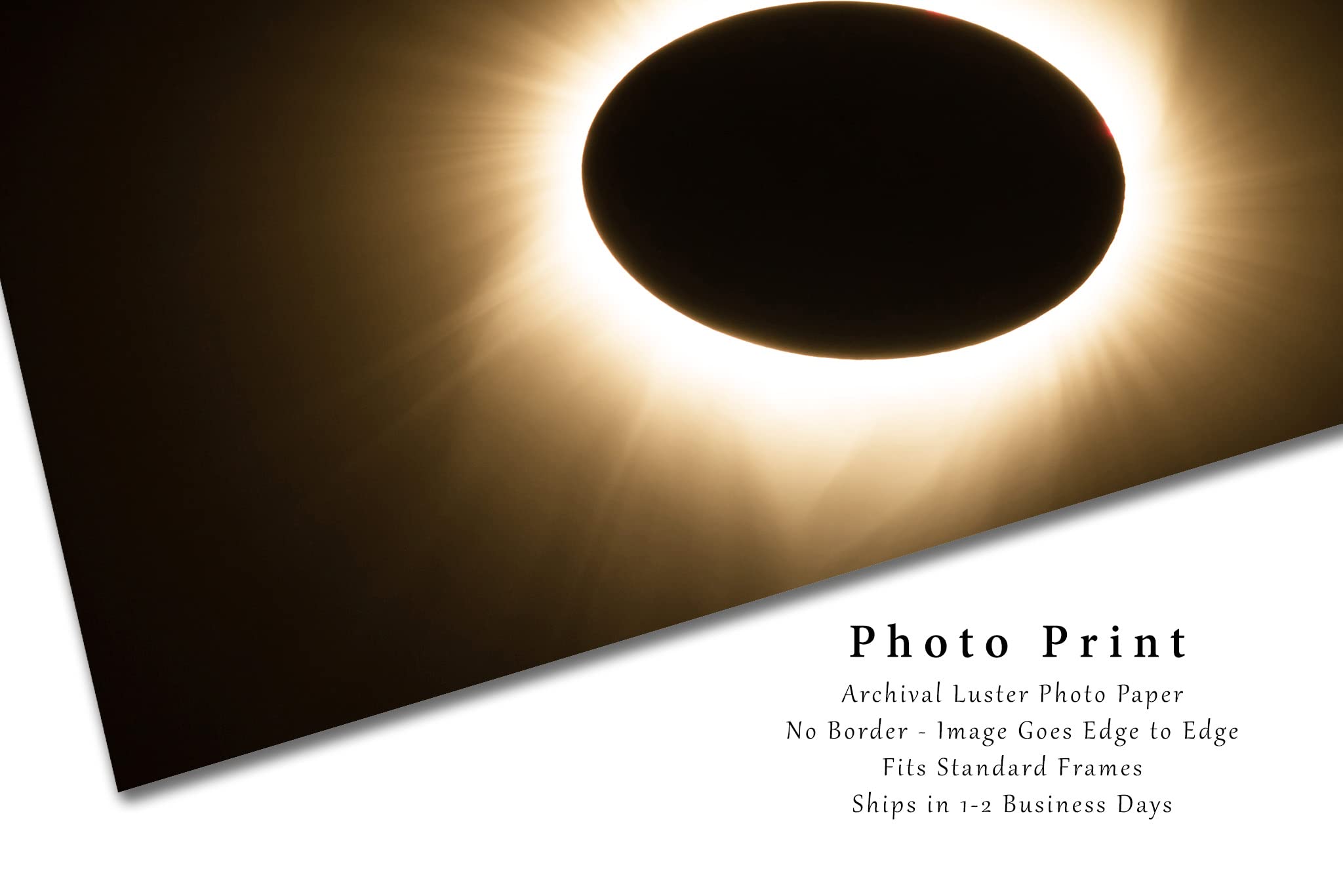 Celestial Photography Print (Not Framed) Picture of Total Solar Eclipse at Totality Sun Moon Wall Art Science Nature Decor (5" x 7")