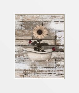 bathroom home decor brown red rustic sunflower butterflies 8x10 photo with 11x14 mat rustic farmhouse wall art