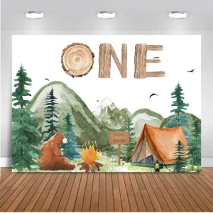 anshuhai one happy camper backdrop one happy camper birthday decorations boy's 1st birthday party photography background forest camping birthday backdrop one happy camper banner (8x6ft)