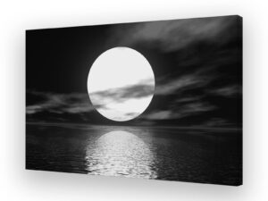 cao gen decor art s06481 wall art canvas sea white full moon in night picture canvas poster print black and white ocean for living room bedroom kitchen home decorations framed artwork