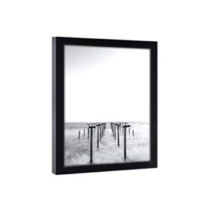 41x41 black picture frames - ready to hang solid pine wood poster frame - photo frame polished glass front clear plexiglass display photograph - hanging hardware included - home wall decor - 41 x 41