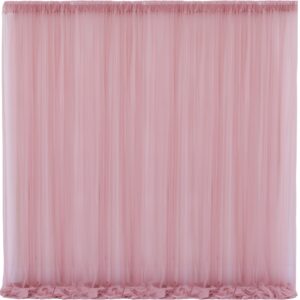 10x10 dusty rose tulle backdrop curtains for parties, sheer backdrop curtain wedding photo backdrop drapes for baby shower photography birthday party