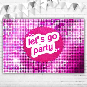 hot pink princess backdrop for girl birthday party supplies 5x3 vinyl let's go party movie theme background happy birthday for lady let's go party banner for girl party decorations (5x3ft)