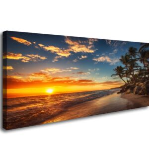 DZL Art S74775 Canvas Painting Print Paradise Tropical Island Beach with Palms Photograph Print Nature Pictures Wall Art Canvas Prints Painting for Living Room Bedroom Decor Office Wall Decor