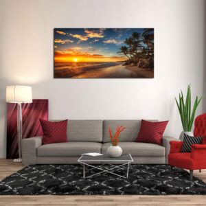 DZL Art S74775 Canvas Painting Print Paradise Tropical Island Beach with Palms Photograph Print Nature Pictures Wall Art Canvas Prints Painting for Living Room Bedroom Decor Office Wall Decor