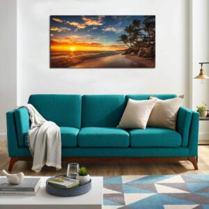 DZL Art S74775 Canvas Painting Print Paradise Tropical Island Beach with Palms Photograph Print Nature Pictures Wall Art Canvas Prints Painting for Living Room Bedroom Decor Office Wall Decor