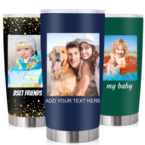 personalized photo with text tumbler for adults,custom photo stainless steel coffee mug customized pictures teavel tumbler,birthday christmas cups for dad mom-20oz