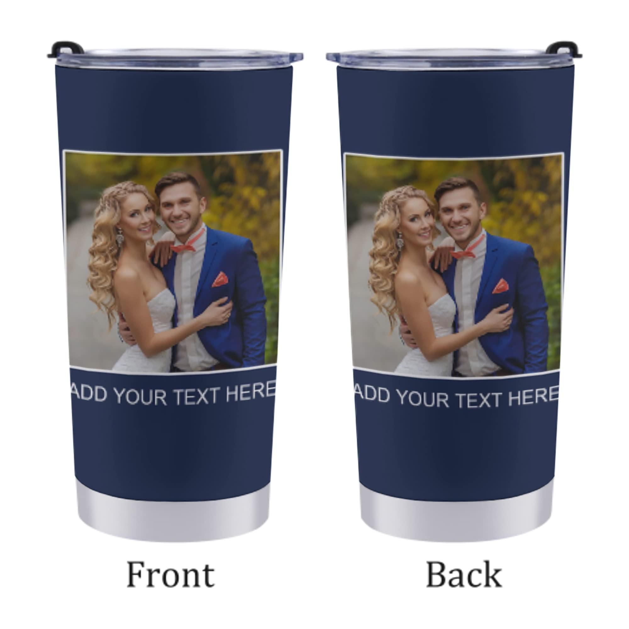 Personalized Photo with Text Tumbler for Adults,Custom Photo Stainless Steel Coffee Mug Customized Pictures Teavel Tumbler,Birthday Christmas Cups for Dad Mom-20oz