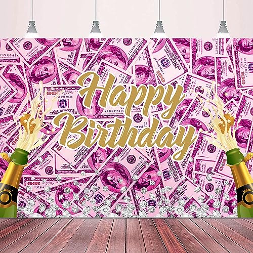 BECKTEN Money Birthday Party Banner Backdrop, Polyester, Multicolor, 70.9in * 47.2in, Perfect for Wedding, Birthday, Bridal Shower, Bachelorette Party