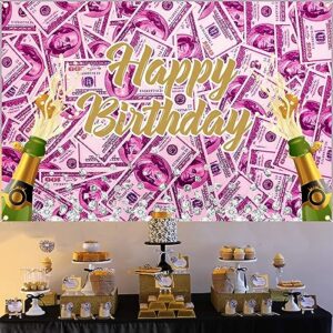 BECKTEN Money Birthday Party Banner Backdrop, Polyester, Multicolor, 70.9in * 47.2in, Perfect for Wedding, Birthday, Bridal Shower, Bachelorette Party