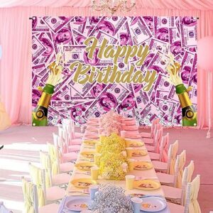 BECKTEN Money Birthday Party Banner Backdrop, Polyester, Multicolor, 70.9in * 47.2in, Perfect for Wedding, Birthday, Bridal Shower, Bachelorette Party