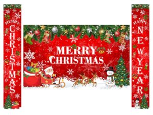 avezano red christmas decorations merry christmas hanging banner&porch signs santa claus xmas tree christmas banners for indoor outdoor xmas holiday decor