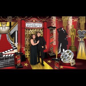 Beistle Large 7' x 6' Cardboard Red Carpet Grand Staircase Photo Prop - Awards Night Photography Background, Prom Decorations