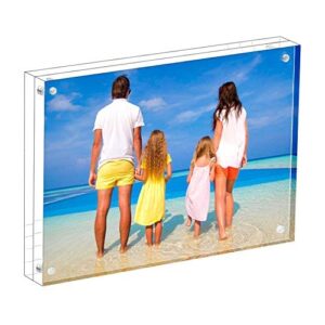 meetu acrylic picture frame 8.5x11,clear freestanding double sided 24mm thickness frameless magnetic photo frames desktop display with gift box package (1 pack)