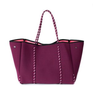 popups neoprene large tote bags, berry - lightweight and water-resistant neoprene bag