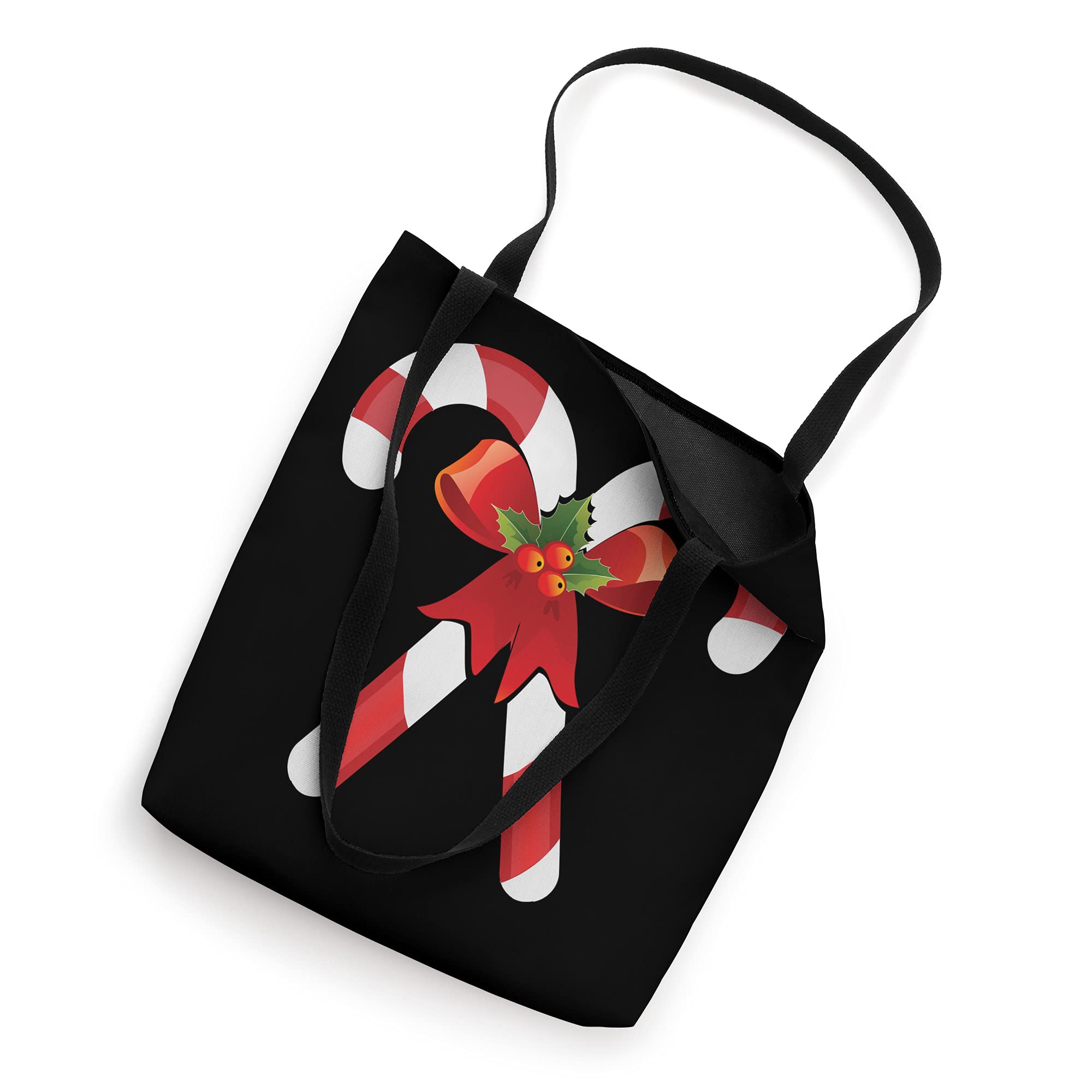 Candy Cane Christmas Holiday Seasonal Holly Berry Tote Bag