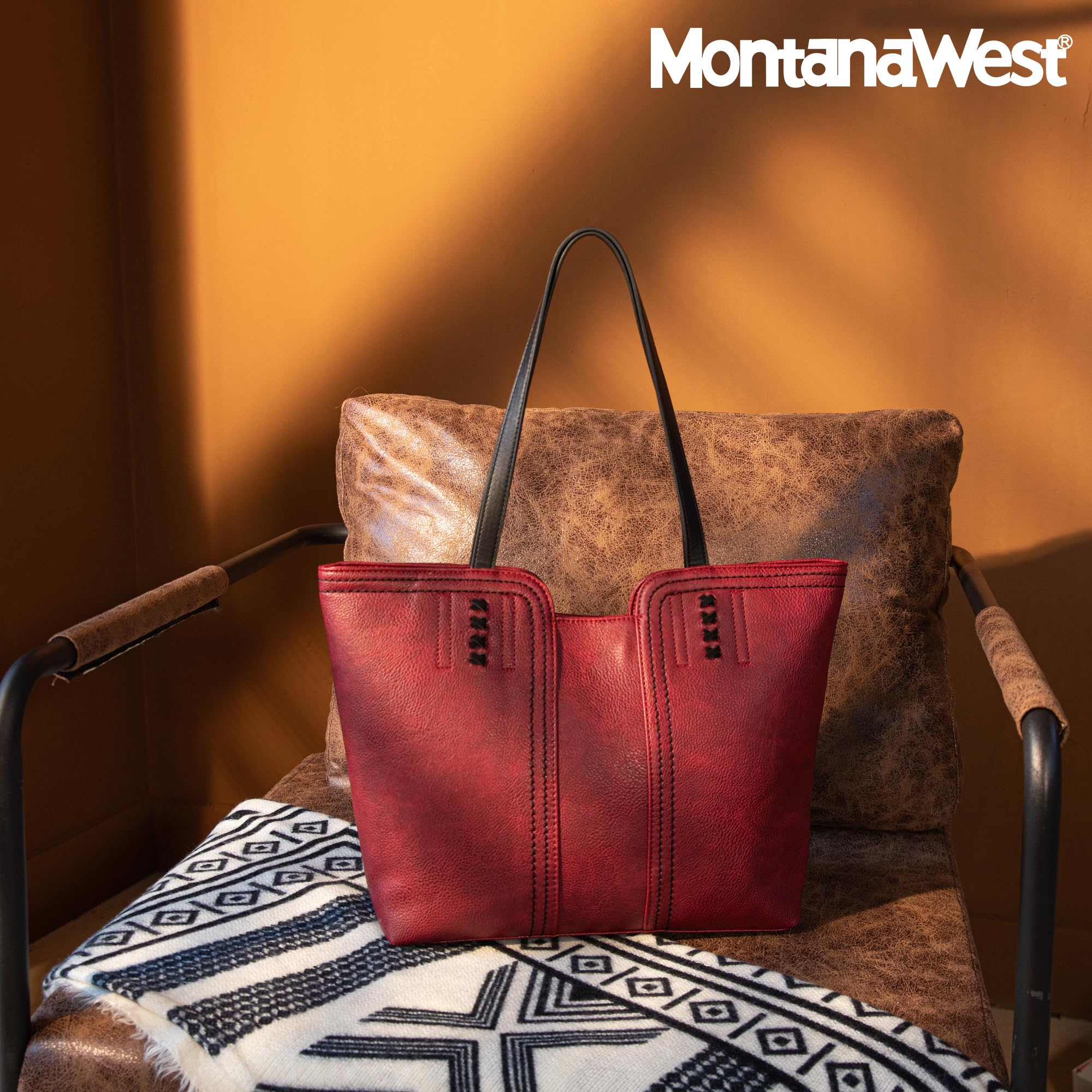 Montana West Tote Bag for Women Top Handle Satchel Purse Oversized Shoulder Handbag Hobo Bags Burgundy Red Christmas Gift MWC-118BDY