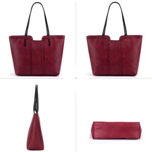 Montana West Tote Bag for Women Top Handle Satchel Purse Oversized Shoulder Handbag Hobo Bags Burgundy Red Christmas Gift MWC-118BDY