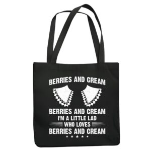 berries and cream who loves berries and cream navy black multicolor canvas tote bag