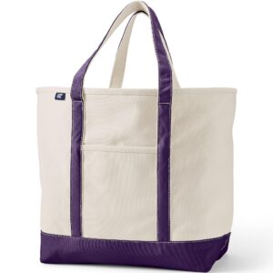 lands' end natural open top canvas tote natural/blackberry no szx-large